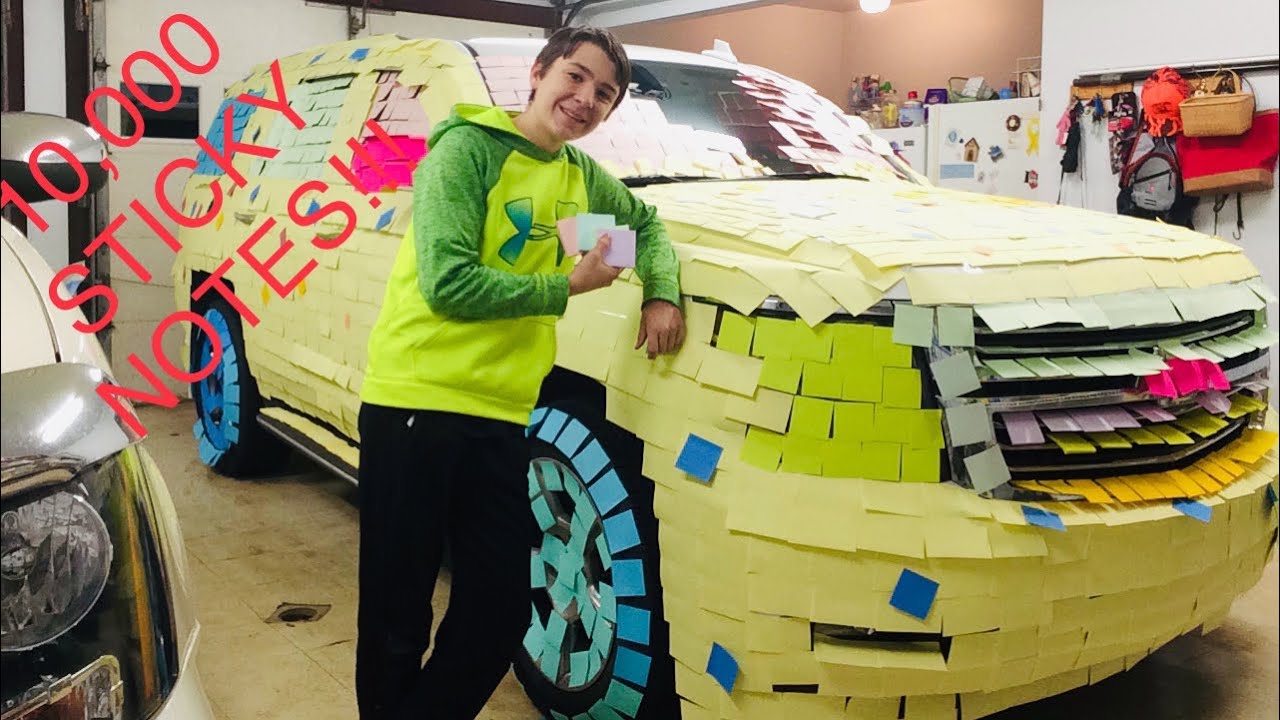 CRAZY Sticky Note Prank on a CAR (10,000+ STICKY NOTES) - YouTube
