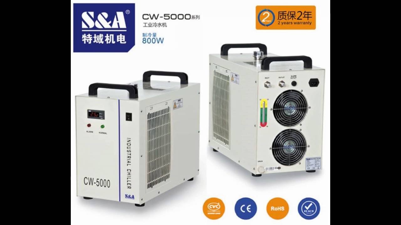 S&A water chiller CW-5000 for a single 5KW CNC spindle - YouTube