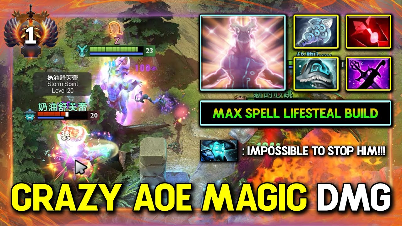 Crazy AoE Magic Damage Mid Leshrac With Max Spell Lifesteal Build Vs ...