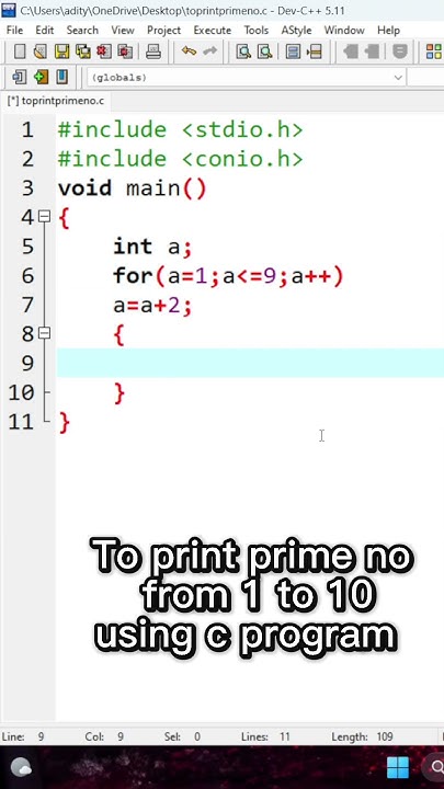 To Print Prime No From 1 To 10 Using C Programming Cprogramming Shorts Programmeraadi Youtube