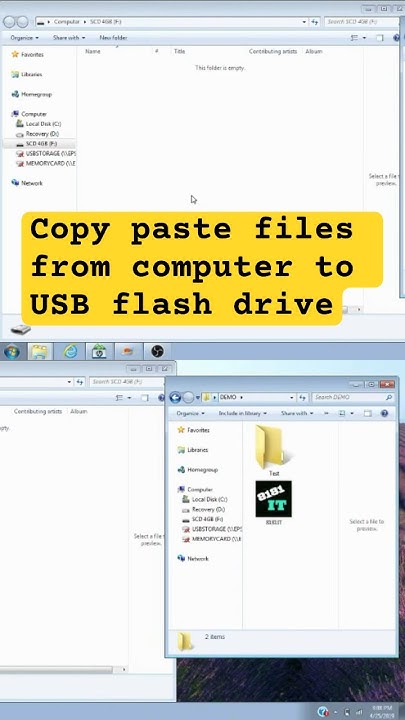 Transfer files folders from Computer to USB flash drive. Easy. #usb #flashdrive #desktop # ...
