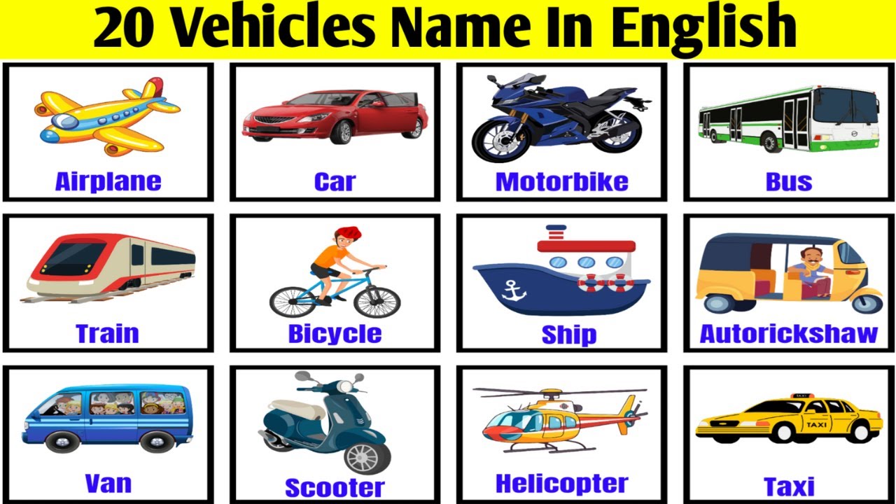 Vehicle Names Types of Vehicles in English Mode of Transport Vehicles ...