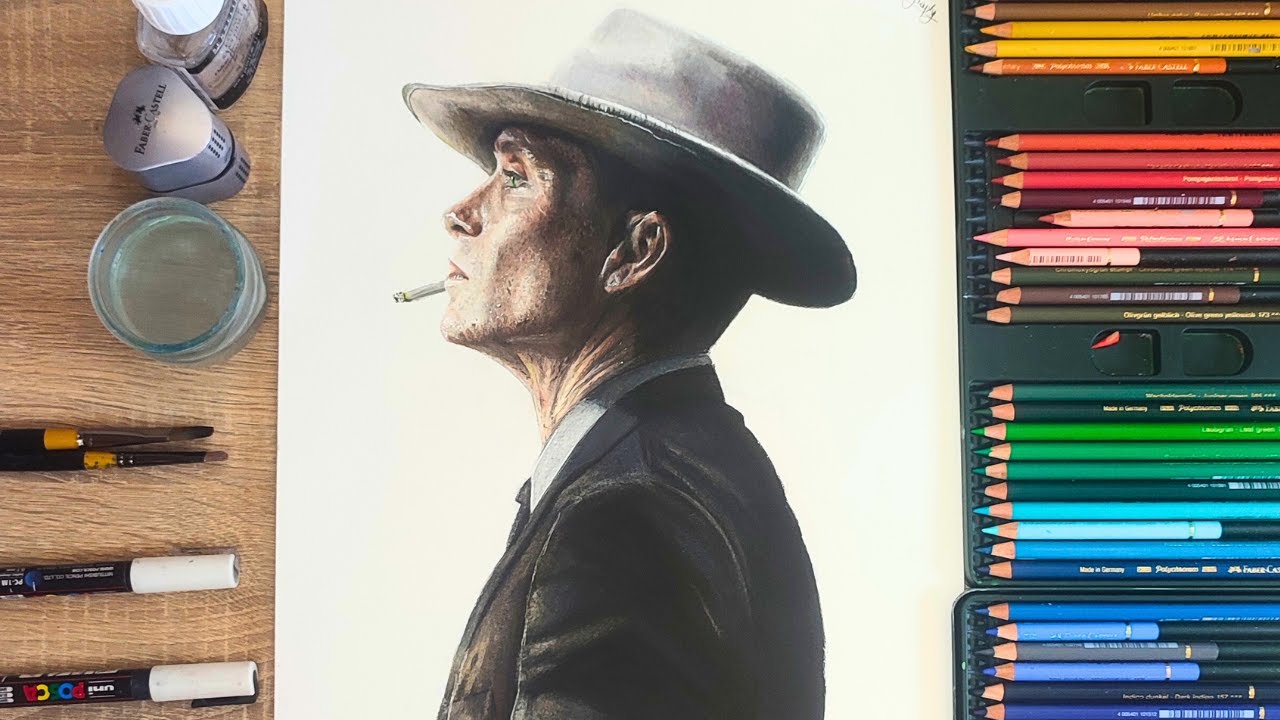 Drawing Cillian Murphy from Oppenheimer - YouTube