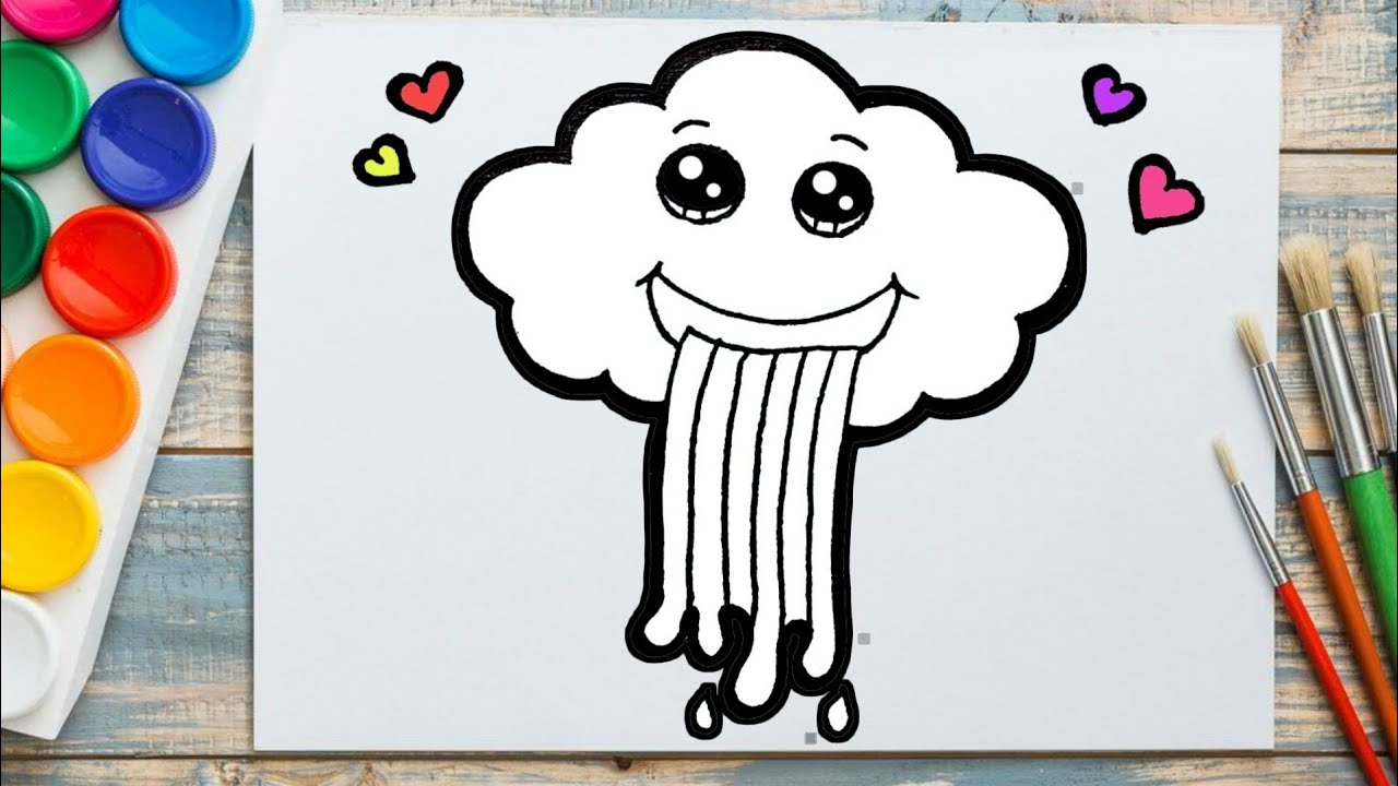 How to Draw Cute Cloud Rainbow 🌈 Easy Rainbow Cloud Drawing for Kids ...