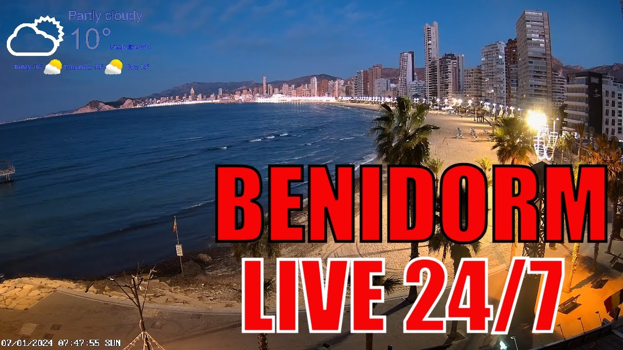 Benidorm Live Beach Cam 🇪🇸 Streamed 7th January 2024 (1) - YouTube