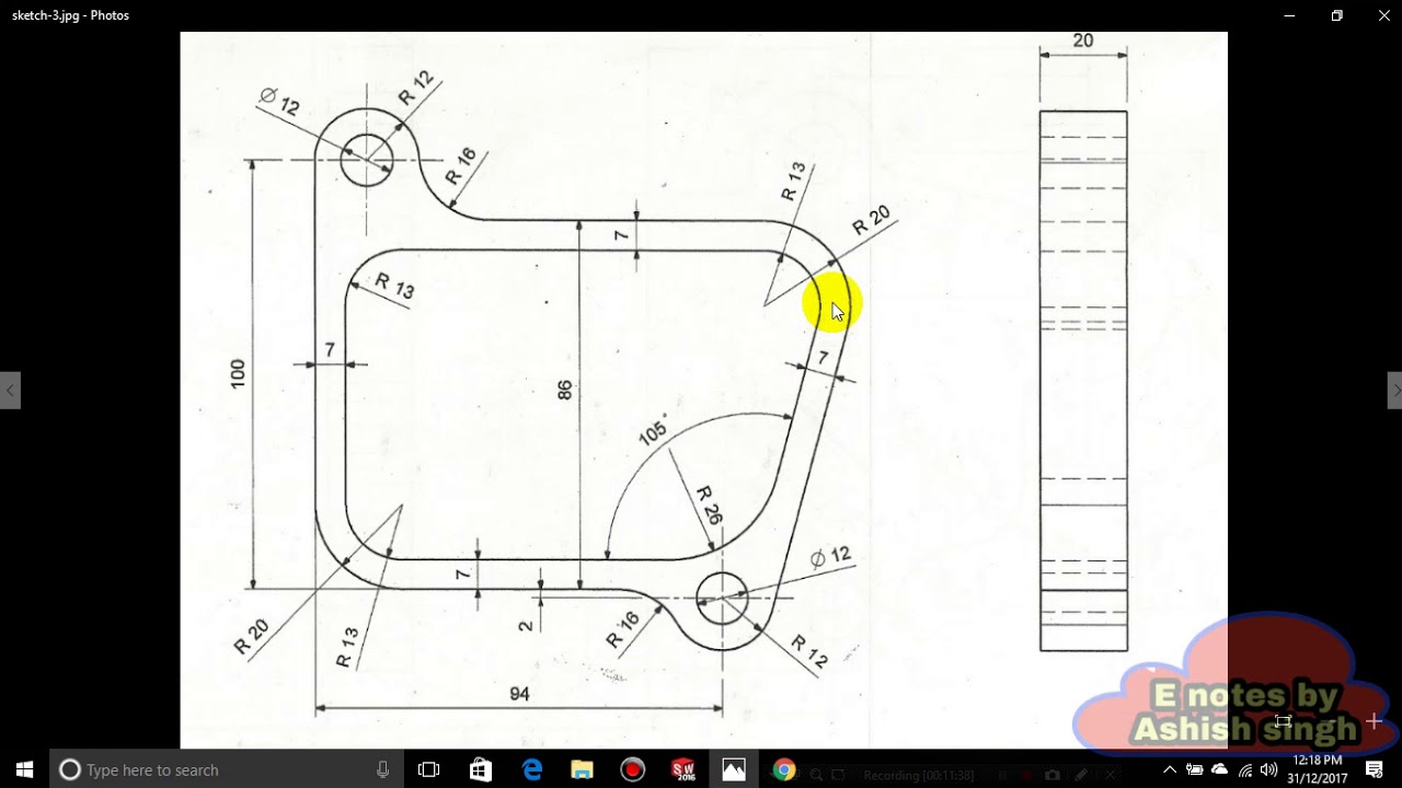 Solidwork Tutorial 8 : sketch-7 practice - YouTube