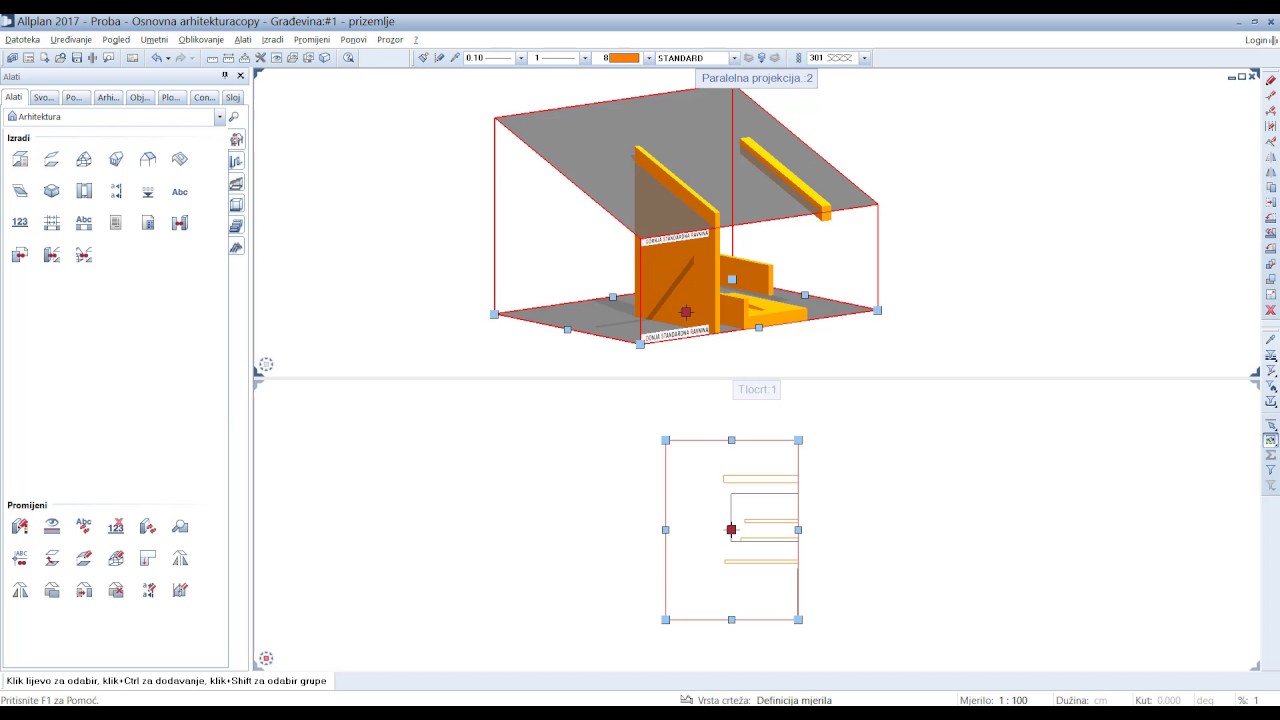 Allplan - Ravnine pod kutem - YouTube