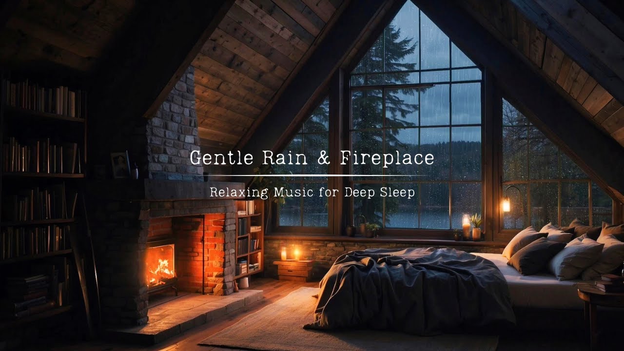 Cozy Rain On Window | Rain and Fireplace Sounds In Cozy Bedroom ...