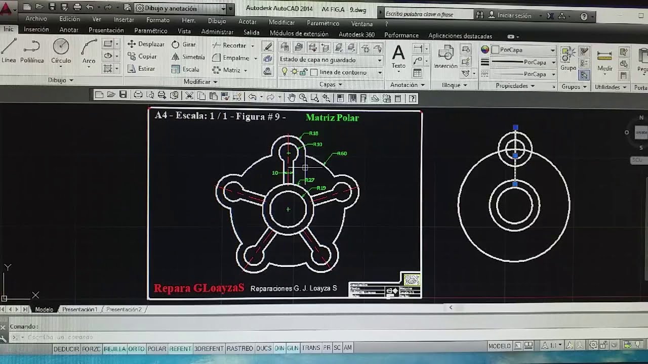 Practicas en Matriz Polar AutoCAD 2014 - YouTube