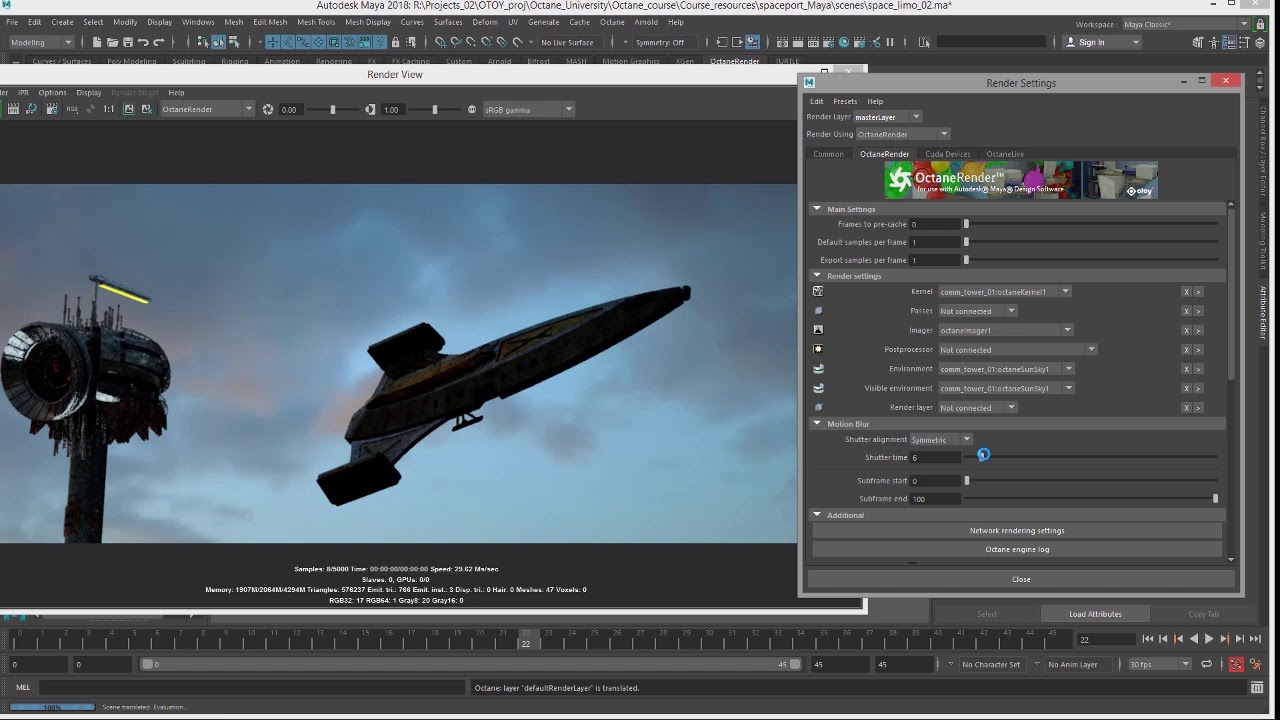 OctaneRender for Maya Lesson 9.5: Rendering Motion Blur - YouTube