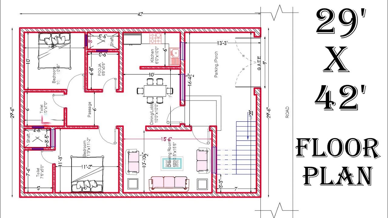 29X42 FEET HOUSE PLAN GHAR KA NAKSHA #floorplan - YouTube
