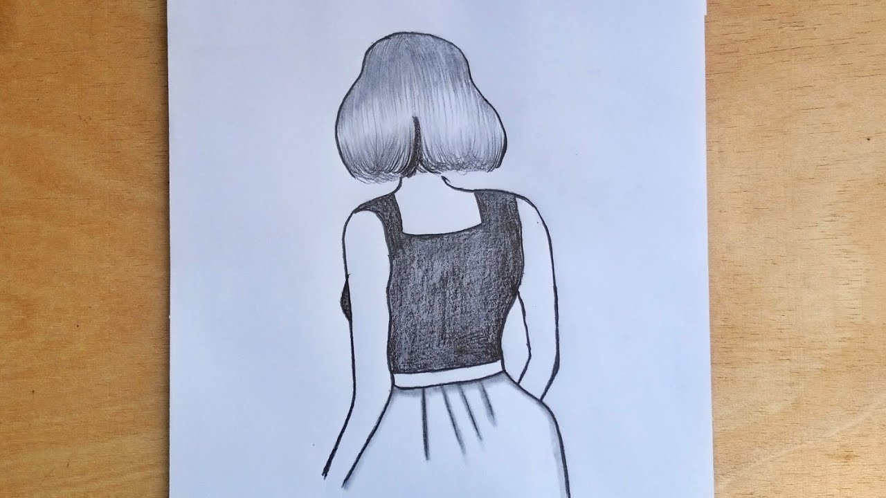 How to draw a girl|Easy Backside girl drawing for beginners|kolay ...