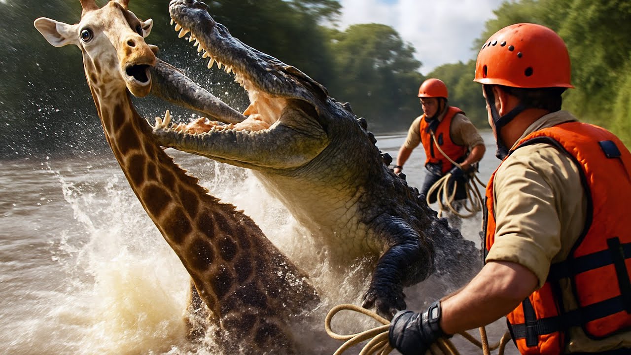 Fearless Heroes Save Loyal Giraffe from GIANT Crocodile Attack - YouTube