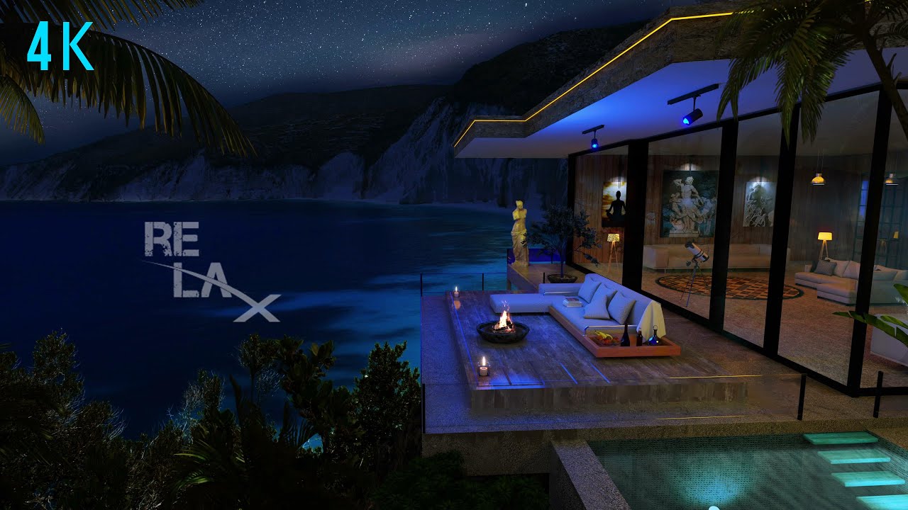 Exquisite Nighttime Beach House Ambience | Enchanting Ocean Views ...