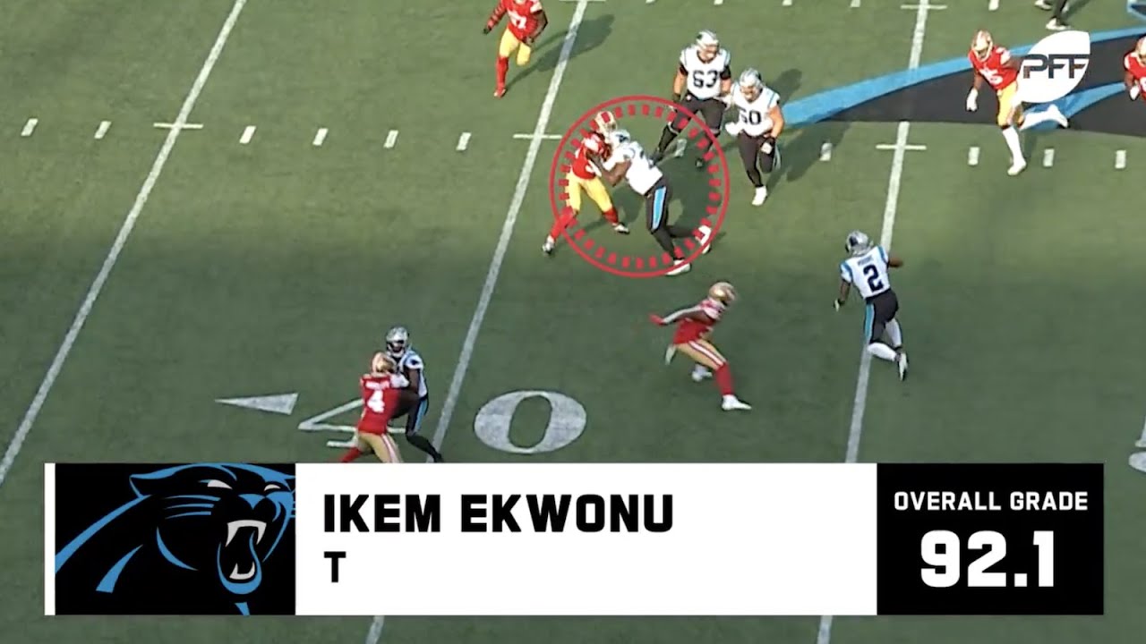 Ikem Ekwonu earns spot in PFF 90 club after performance vs. 49ers - YouTube