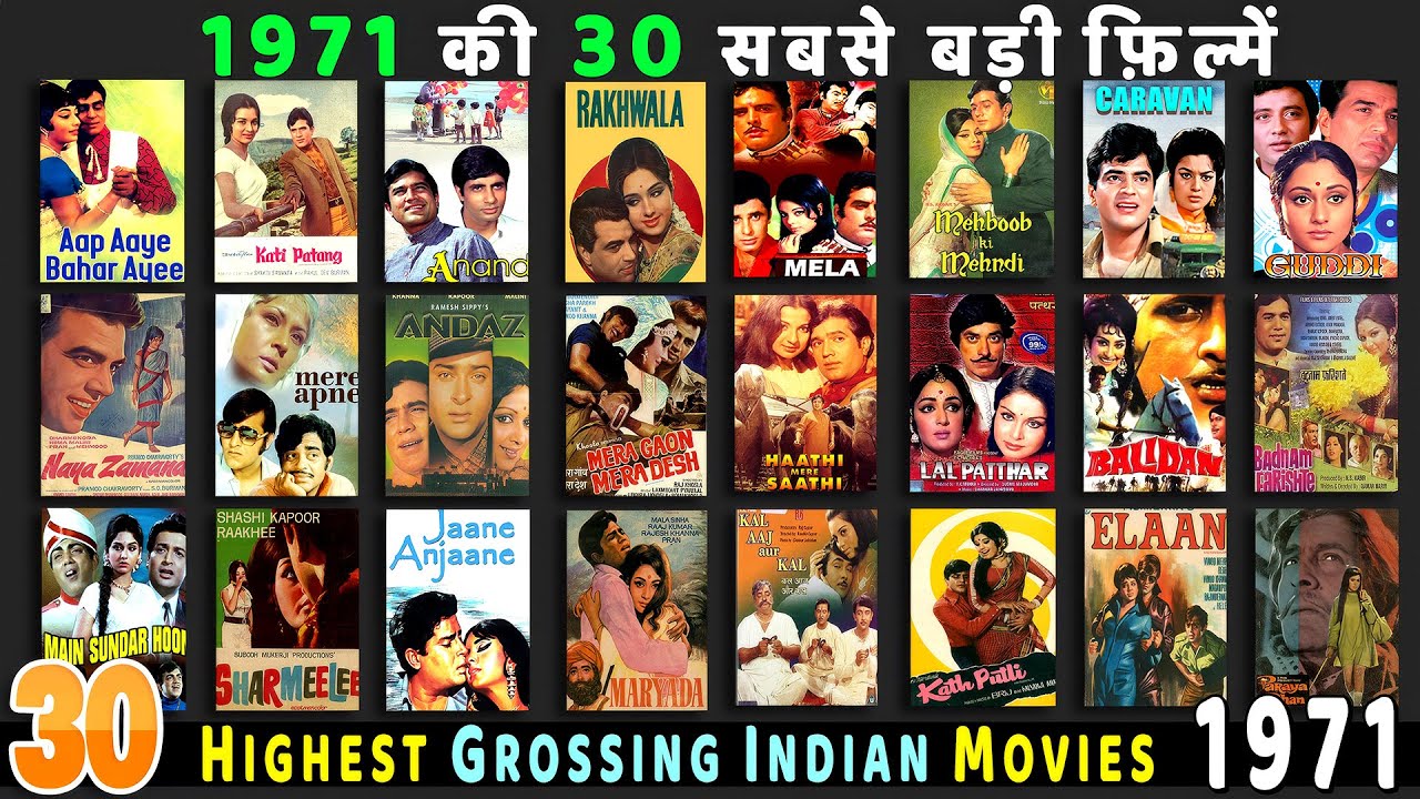 Top 30 Highest GROSSING Indian Movies Of 1971 | Bollywood's BIGGEST ...