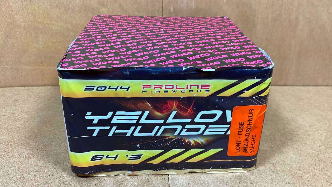 Yellow Thunder | 64 shots | GBV-Weco Vuurwerk - YouTube