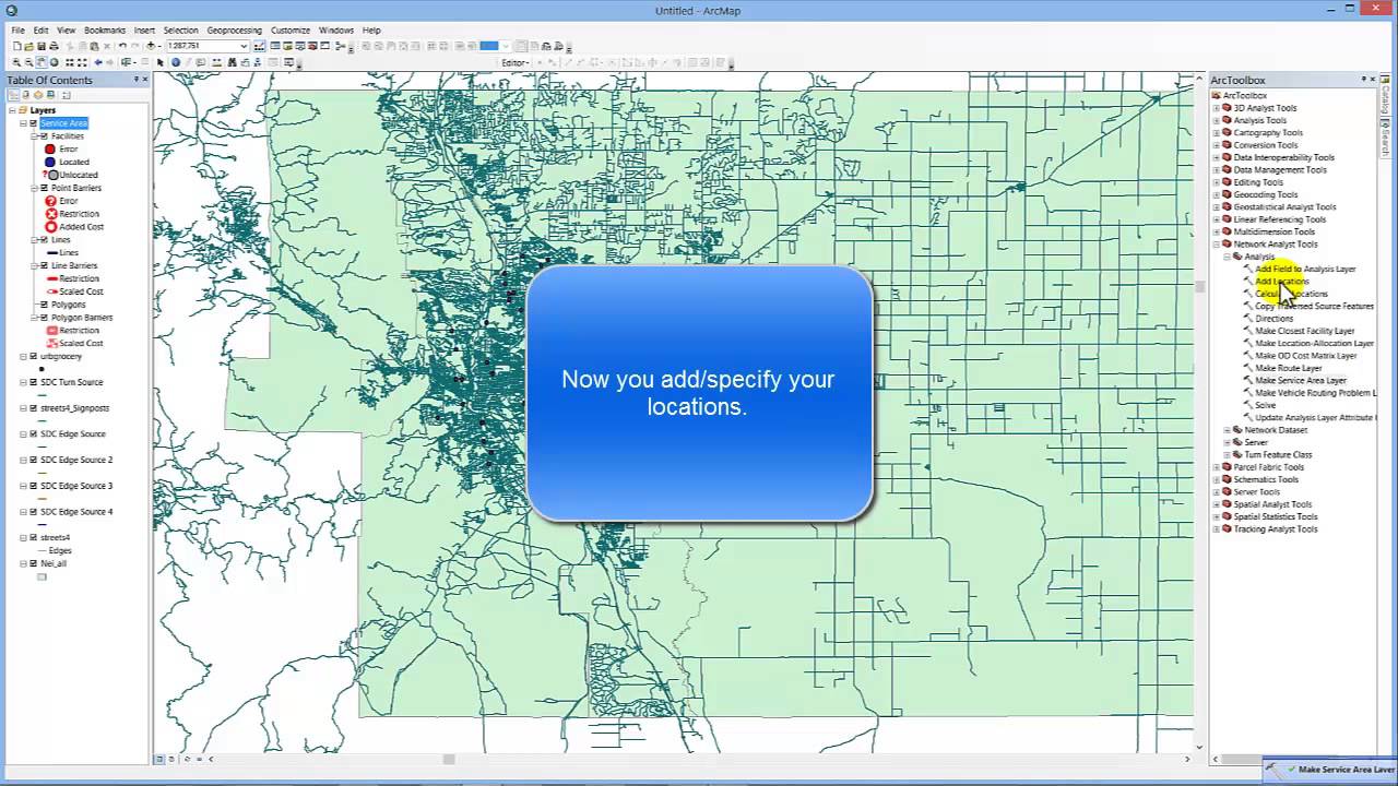 GIS Tutorial: Network Analyst for Service Area - YouTube