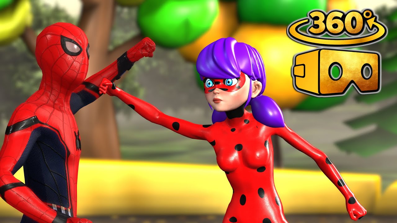 Miraculous Ladybug VS Spider-Man Fighting VR VIDEO | Virtual Reality ...