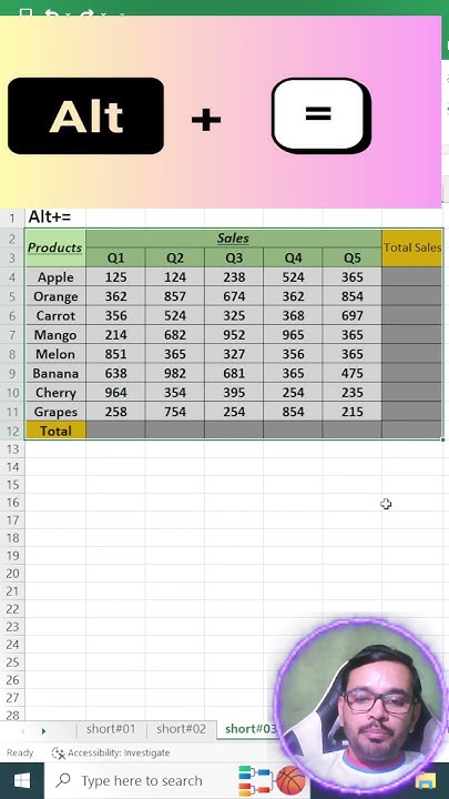 Quick Sum In Excel | Microsoft Excel | ms-Excel | Excel Expert | - YouTube