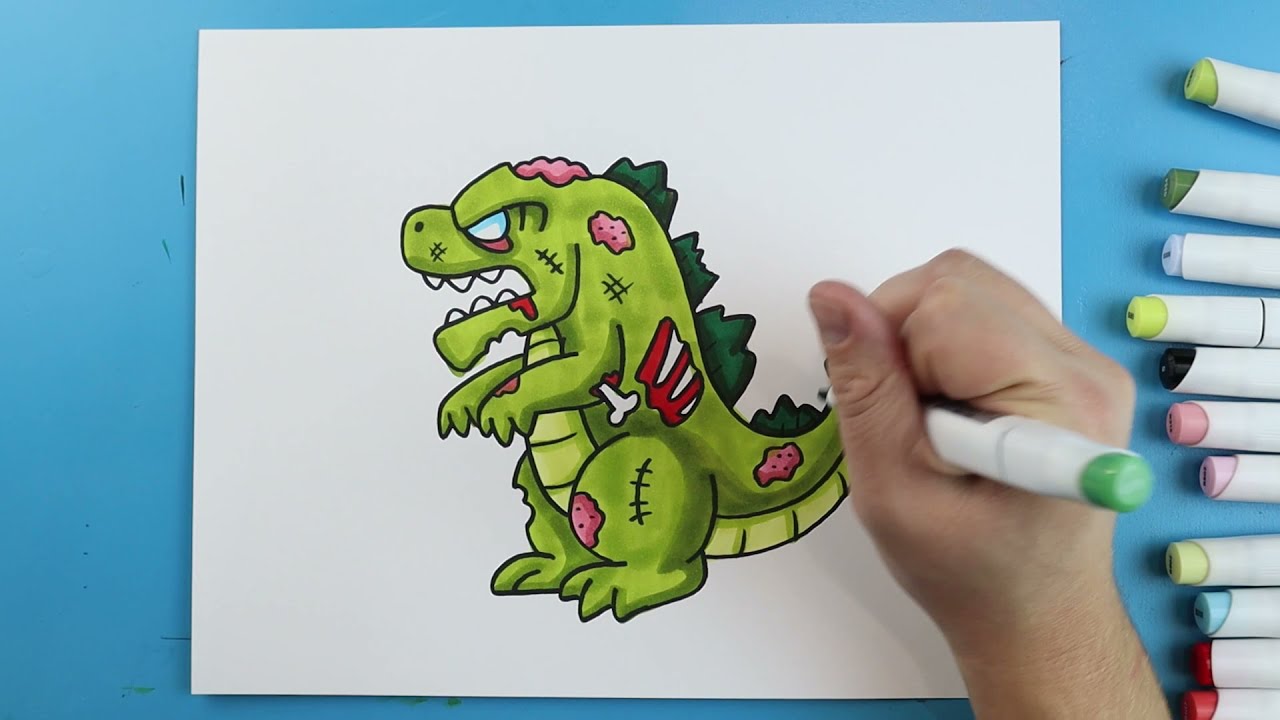 How to Draw CUTE ZOMBIE GODZILLA - YouTube