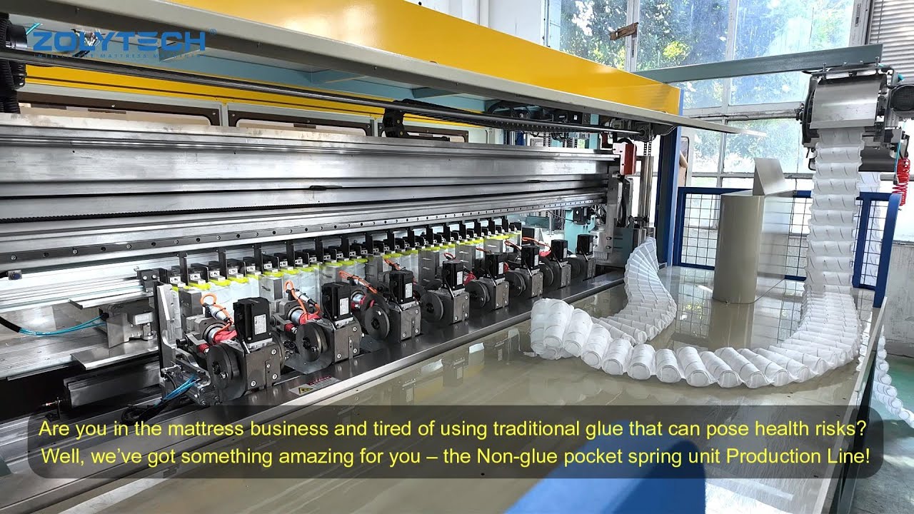 Non-glue pocket spring bed net production line 120-160 springs per ...