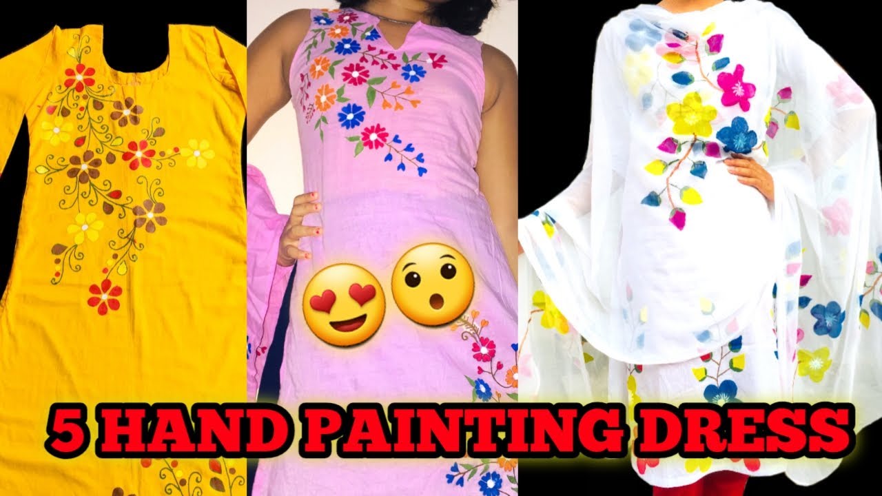 5 hand painting dress designs || ৫ টি হ্যান্ড পিন্টিং ড্রেস ডিজাইন ...