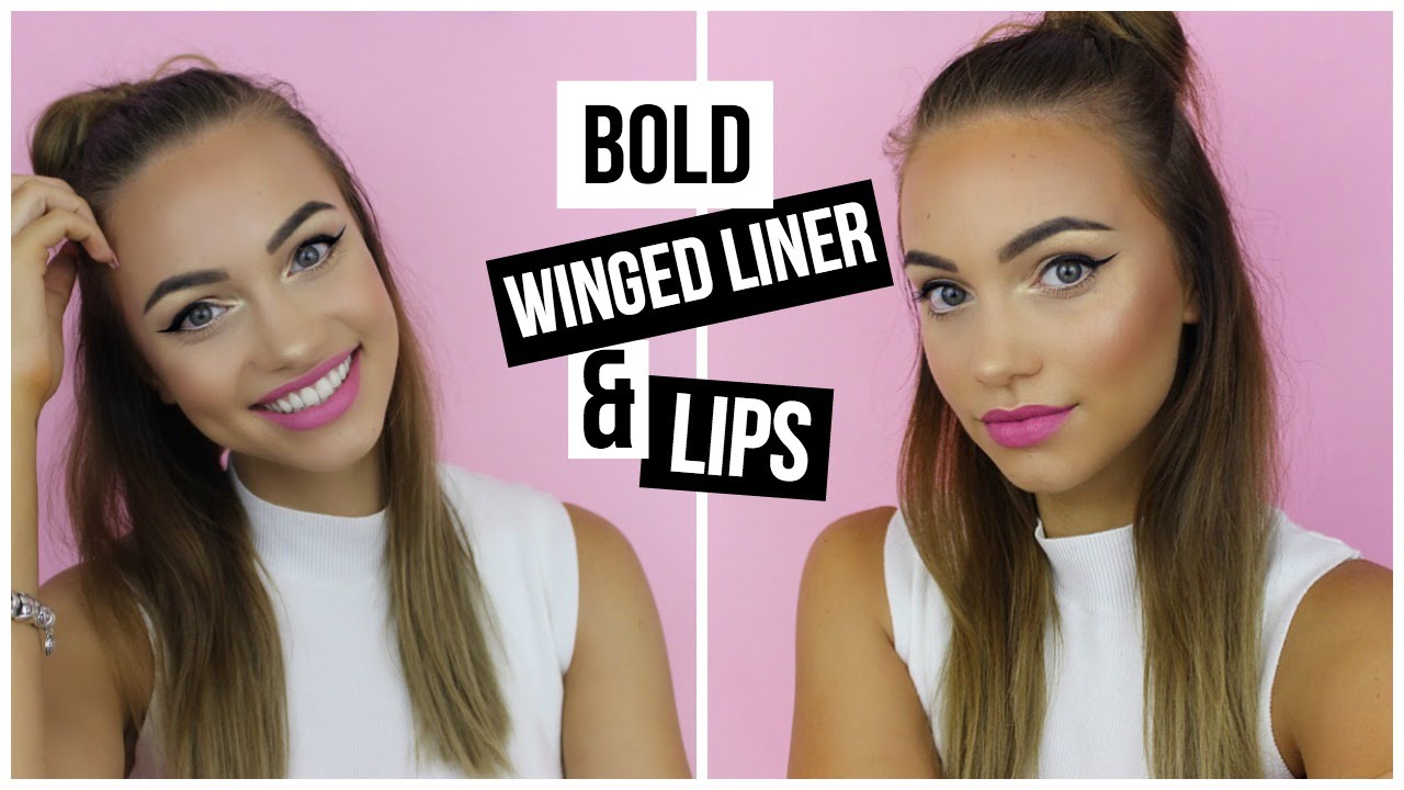 BOLD WINGED EYELINER & BOLD LIPS // MAKEUP TUTORIAL - YouTube