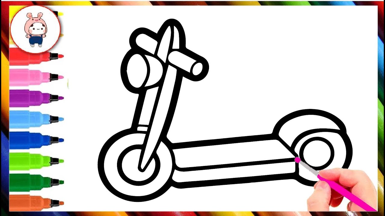 How to Draw Skateboard Scooter for Children_Drawing, Painting ...