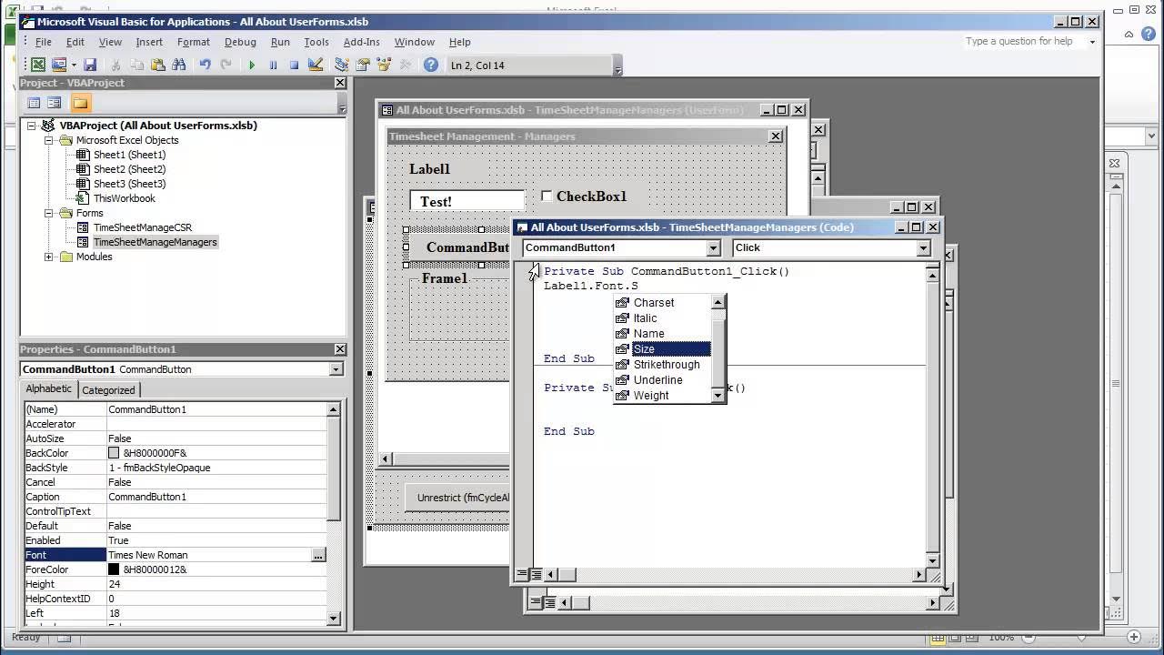 VBA Programming for Excel 2010 - V4.07 - UserForm GUI - Changing the Font Properties ...