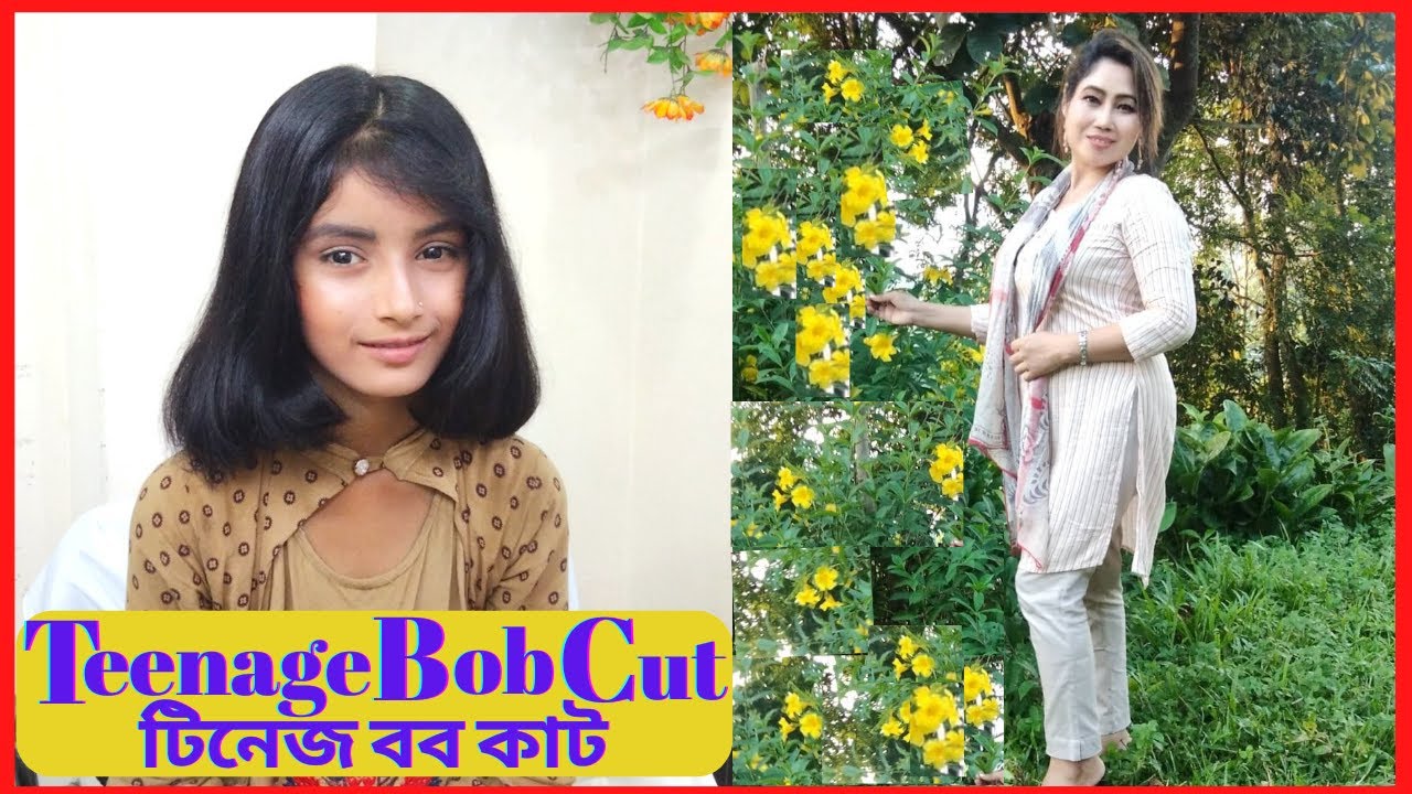 How To Make A Bob Cut On Teenage Girls Hair - YouTube