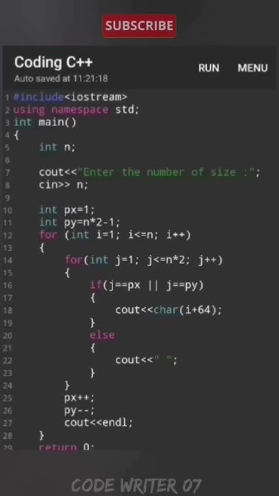 Best C Pattern Program Tutorial Video 💯🧠 Codewriter07 Coding Youtubeshorts Programming