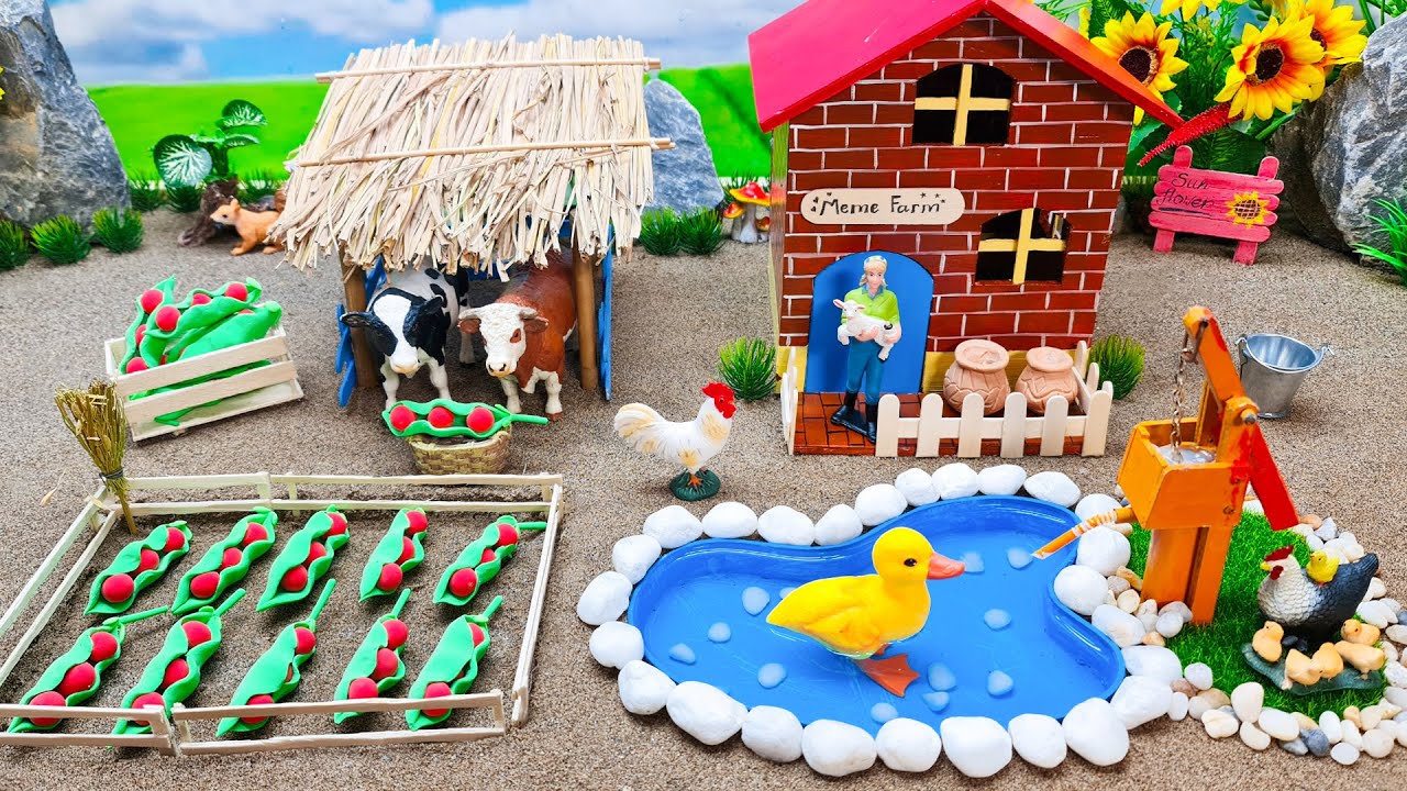 DIY Making Miniature Farm Country Diorama - Cow Shed - Mini Hand Pump ...