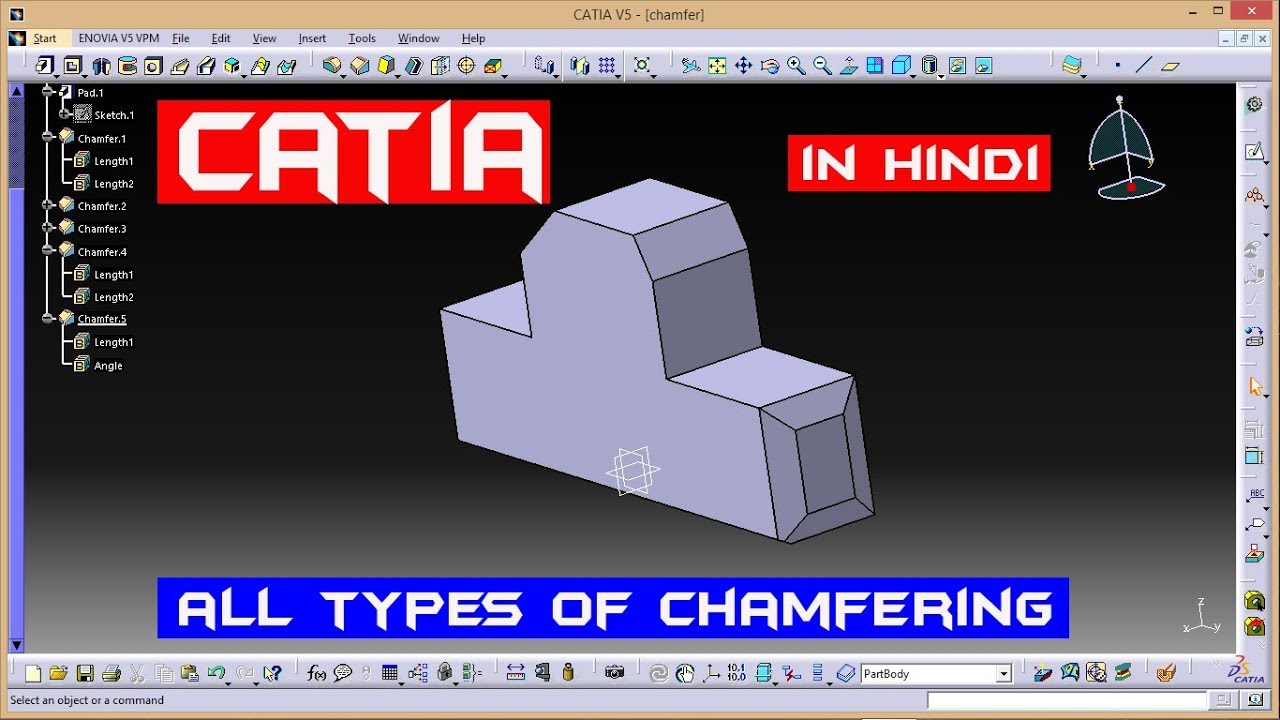 #18- how to apply chamfer in CATIA - YouTube