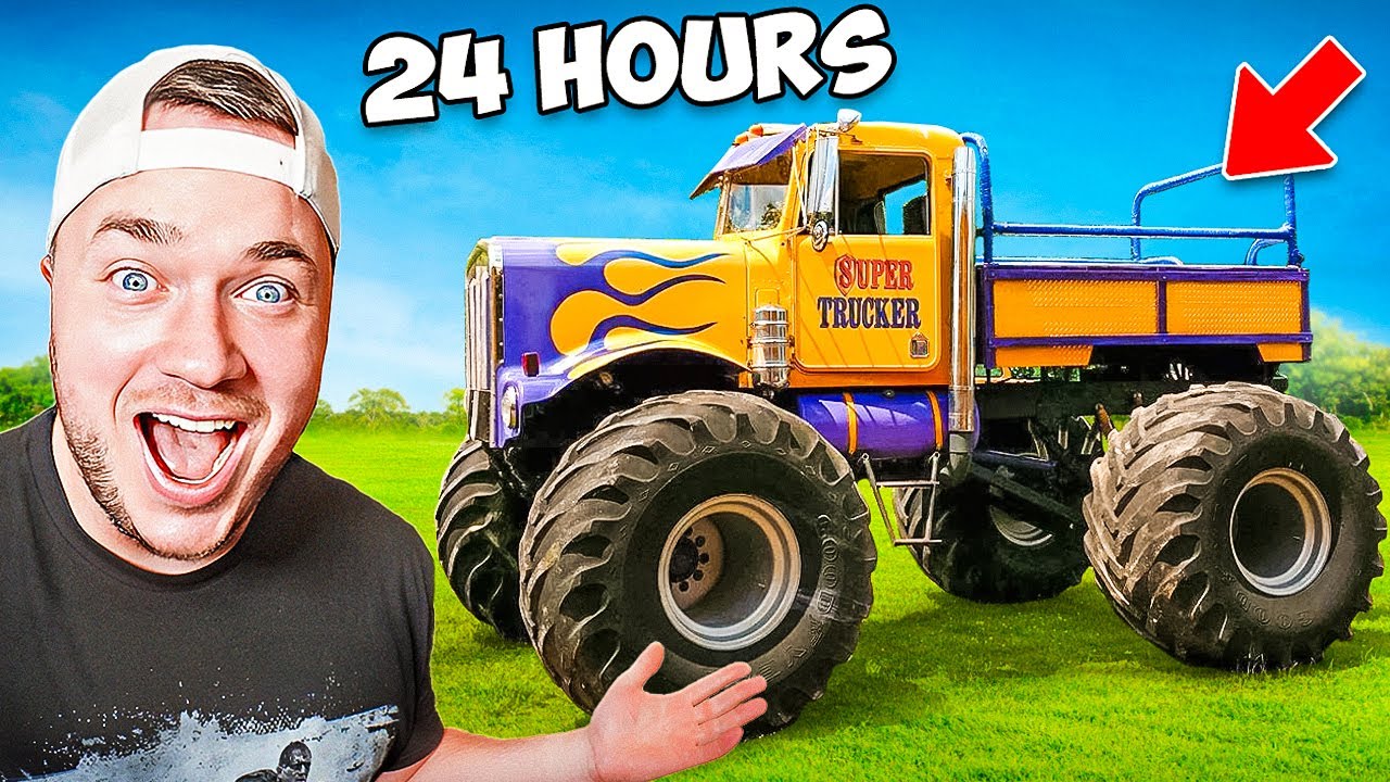 Epic Box Fort Monster Truck Sleepover! 24-Hour Adventure Challenge ...