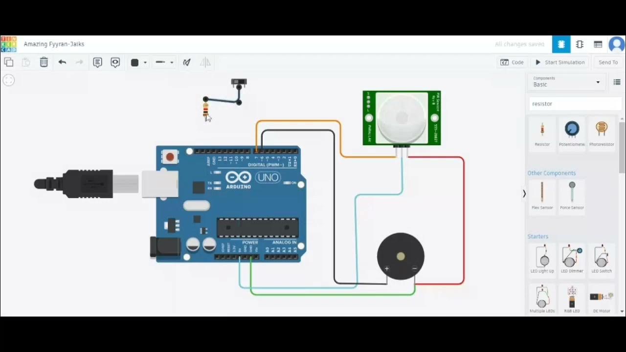 TUTORIAL TINKERCAD ARDUINO ALARM ANTI MALING DENGAN SENSOR PIR simulasi tinkercad arduino - YouTube
