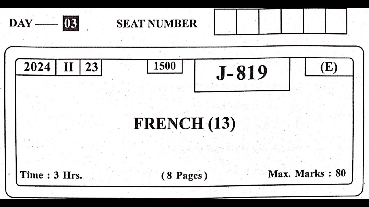 23 FEB 2024 FRENCH HSC BOARD EXAM QUESTION PAPER# ...