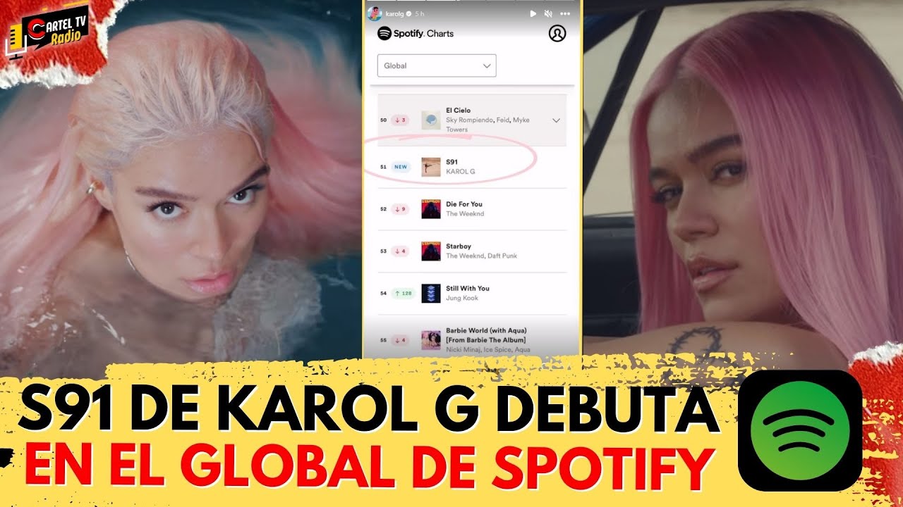 🥳 Karol G debuta en el top global de Spotify con S91 & Realiza un anuncio importante para sus ...