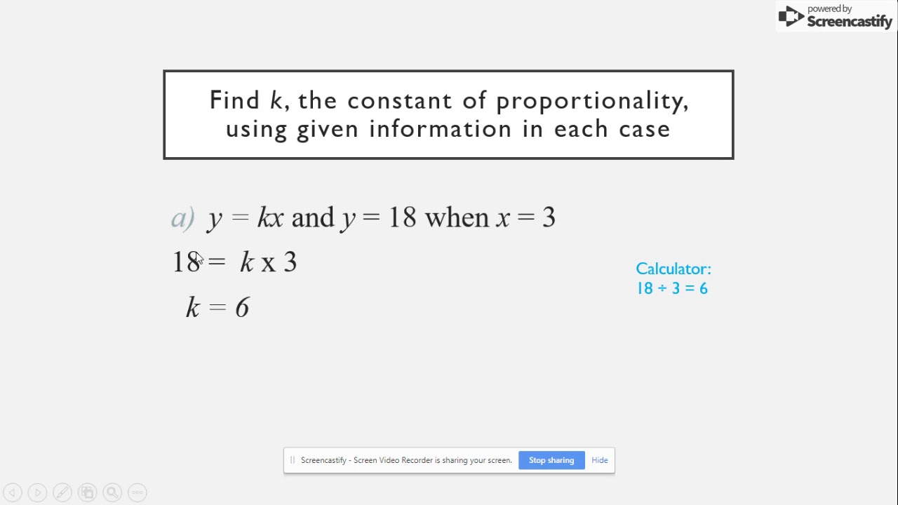 Finding the constant of proportionality - YouTube