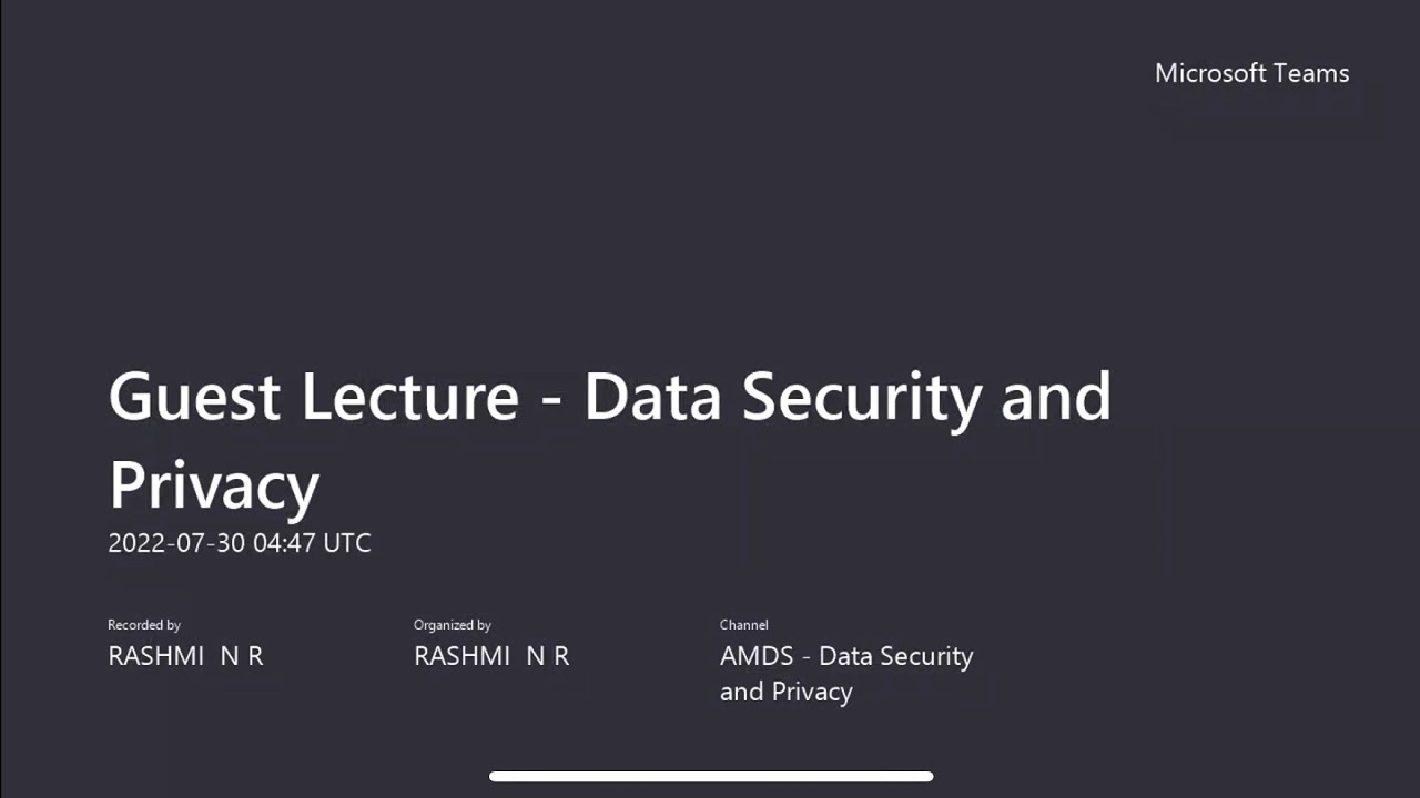 Guest Lecture Data Security and Privacy 2021-22 - YouTube