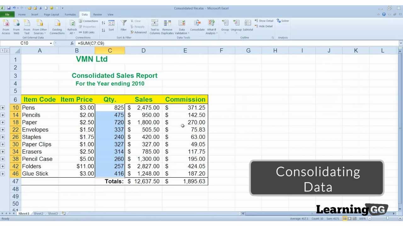 Introduction To Microsoft Excel 2010