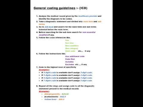 GENERAL CODING GUIDELINES ICD |MEDICAL CODING| - YouTube