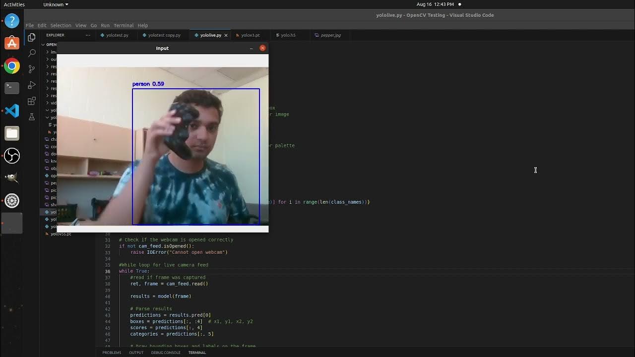 First Object Detection Test in Python with OpenCV and YOLOv5 (Webcam ...