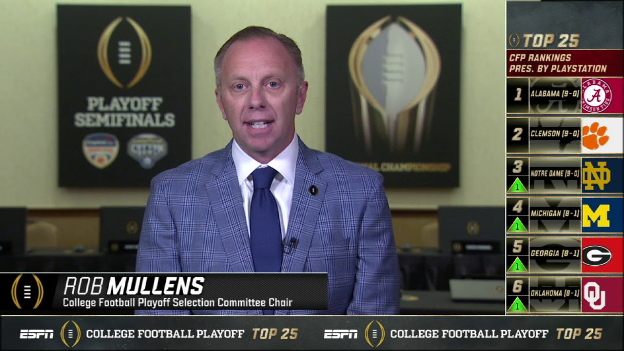 CFP Selection Committee Chair Rob Mullens chats with ESPN - YouTube