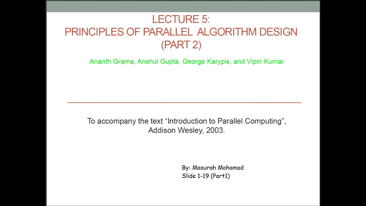 Lecture 5 Parallel Algorithm Design Part1 Youtube 1066