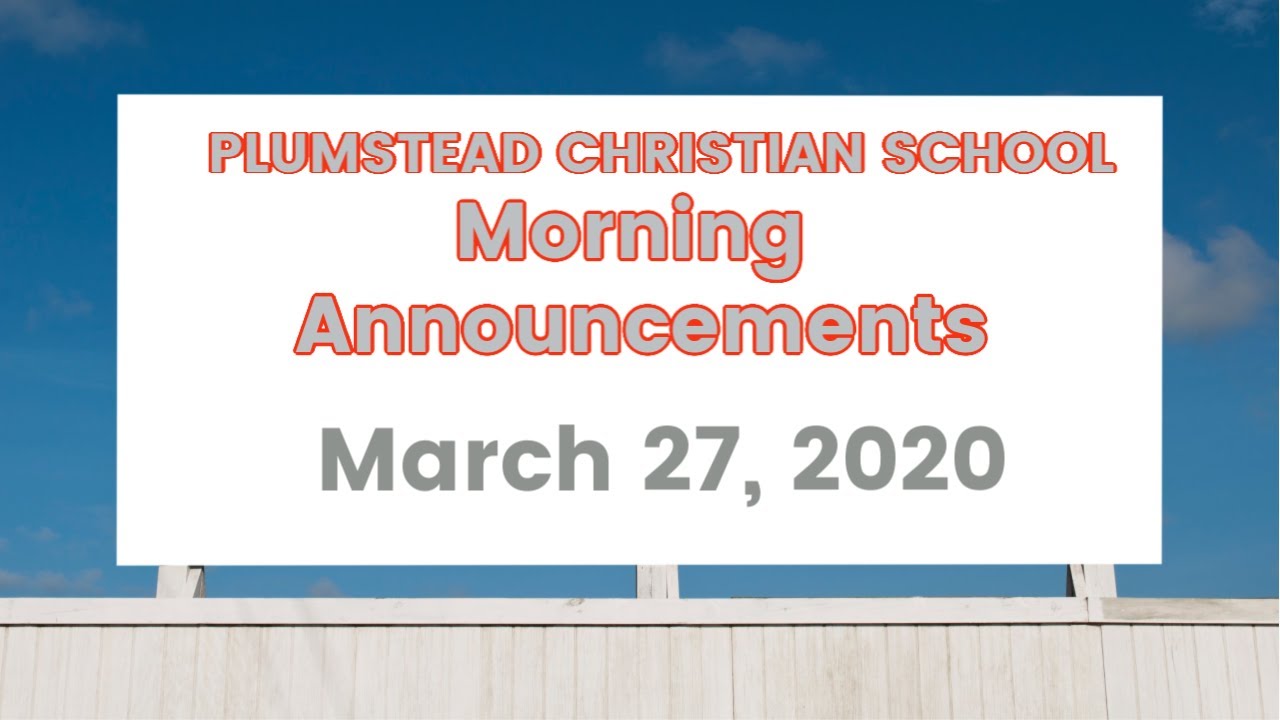 PCS Morning Announcements // March 27 - YouTube
