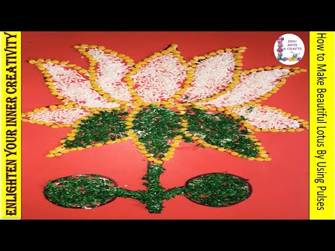 How to make a lotus flower by using pulses, drawing a lotus flower and ...