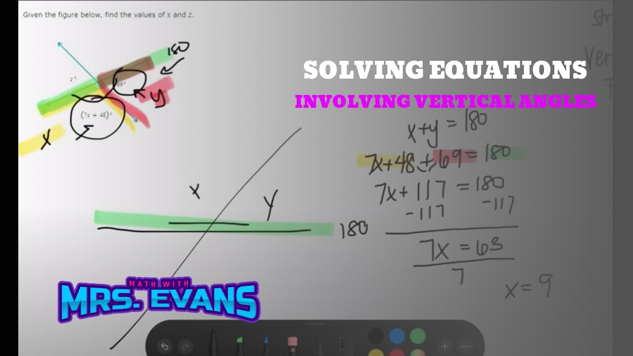Solving Equations Involving Vertical Angles - YouTube