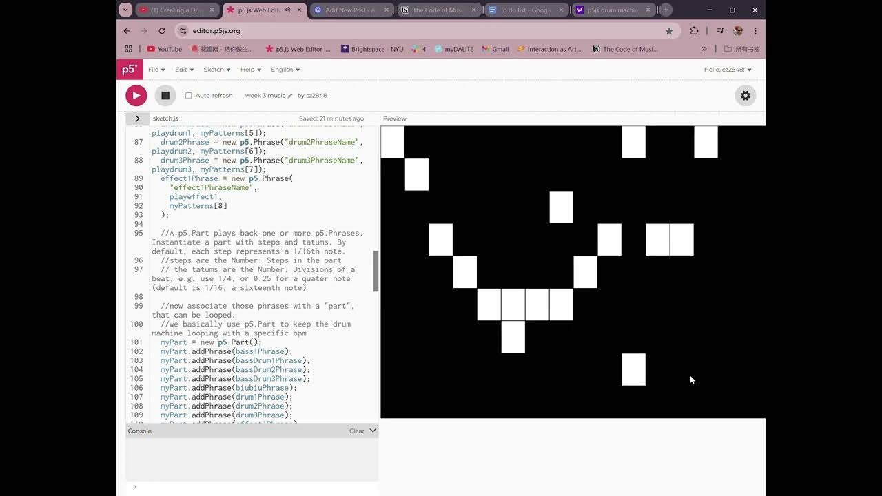 p5 js Web Editor week 3 music - YouTube