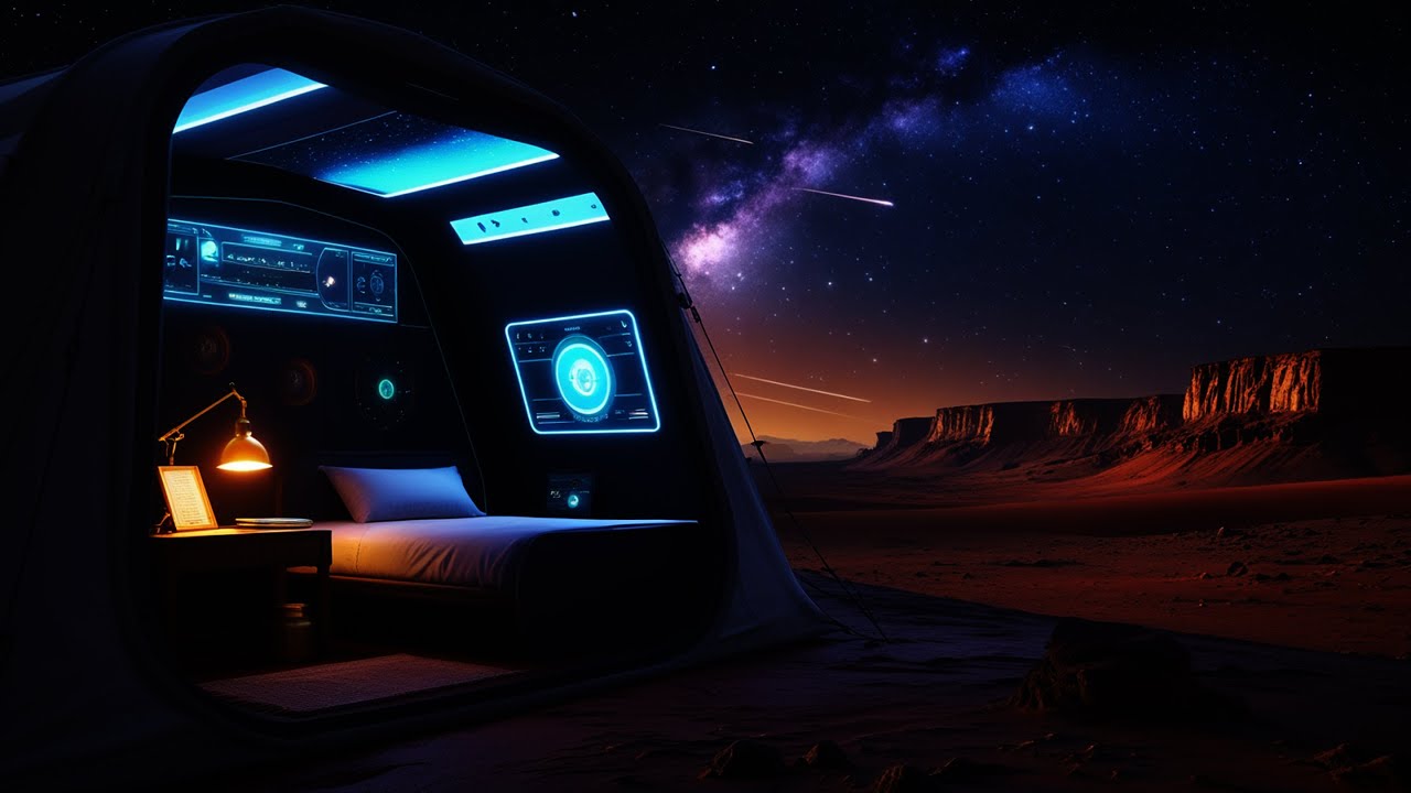 Solitude on Mars: Tranquil Night Camping Experience under the Cosmic ...